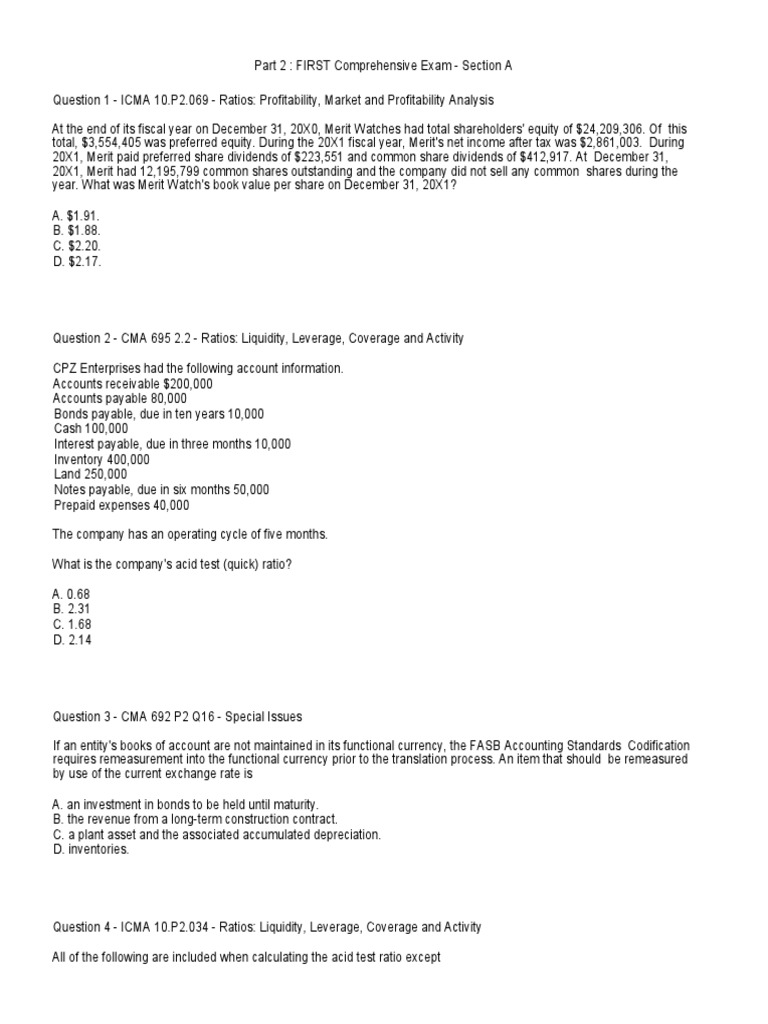 Comprehensive Exam | PDF | Dividend | Leverage (Finance)