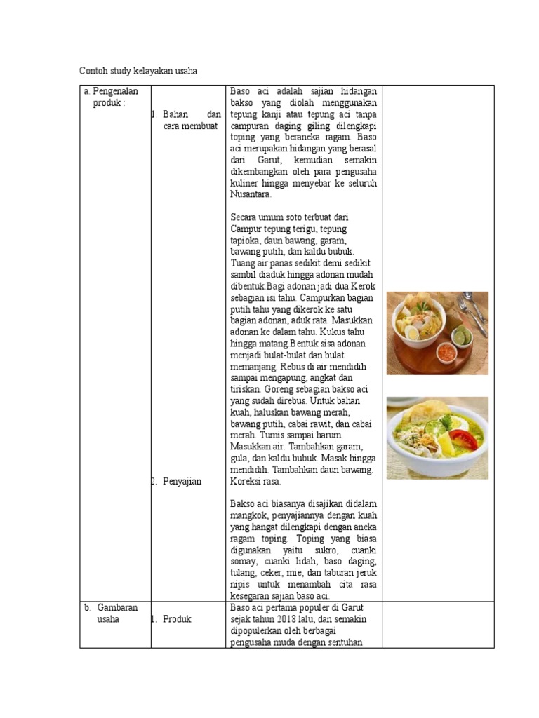 Kelayakan Usaha Baso Aci di Garut | PDF