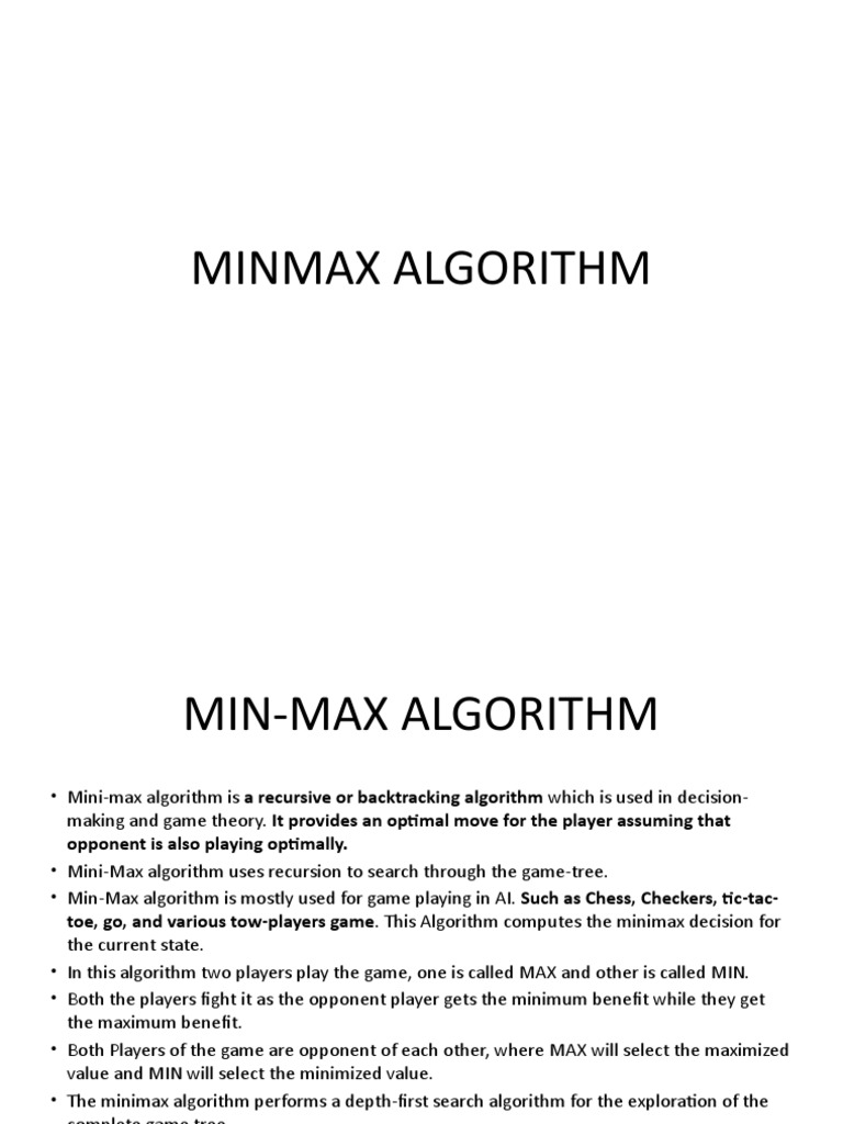 Minmax Algorithm | PDF | Discrete Mathematics | Computer Science Minmax Algorithm | PDF | Discrete Mathematics | Computer Science