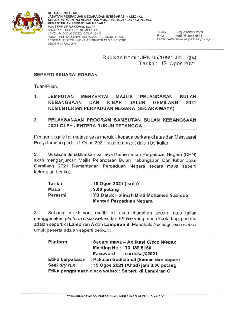 Surat Jemputan KRT Webex | PDF