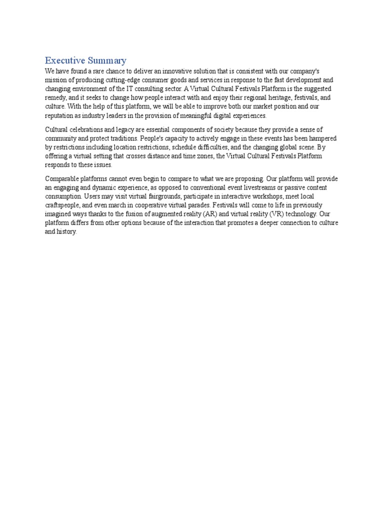 Executive Summary | PDF | Virtual Reality | Augmented Reality