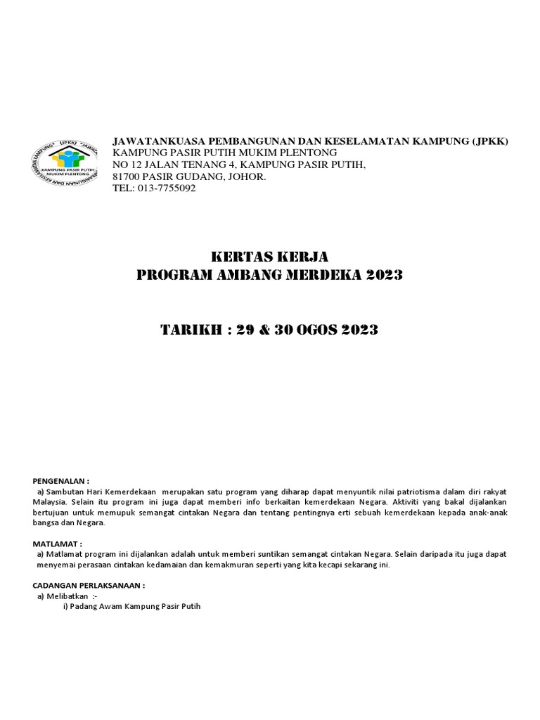Kertas Kerja Ambang Merdeka 2023 | PDF