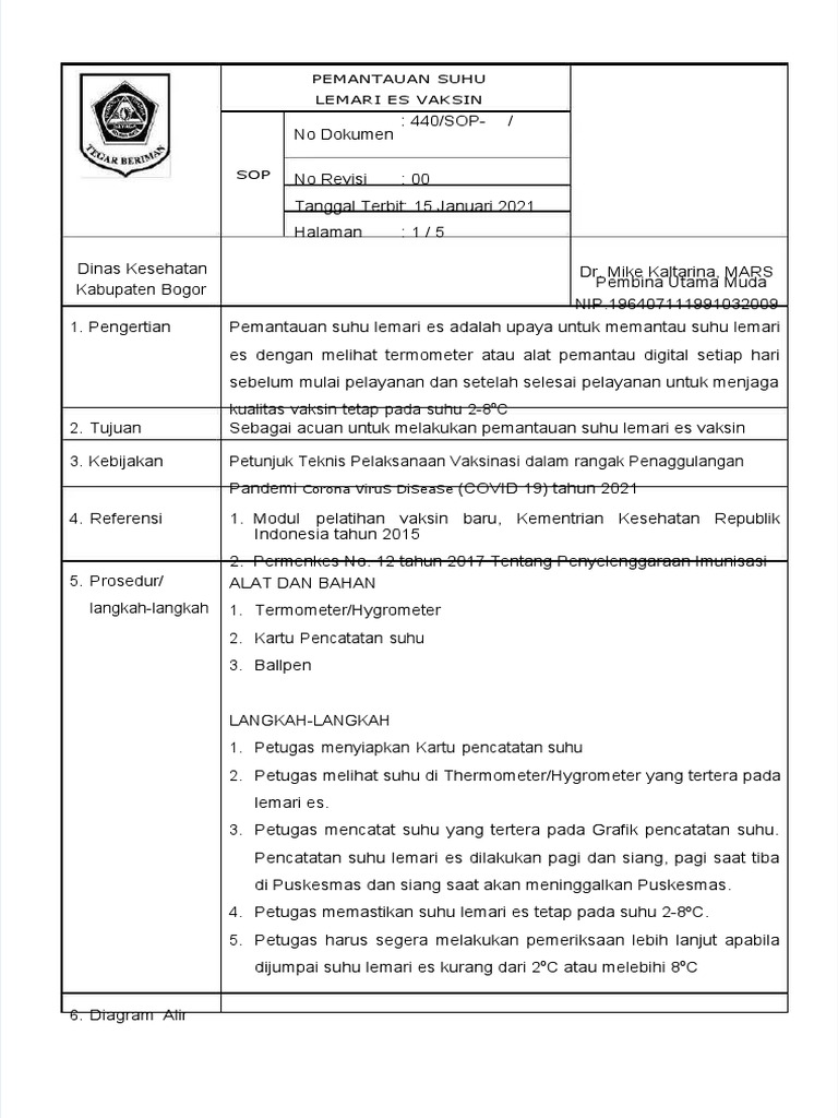 PDF Sop Monitoring Suhu Kulkas | PDF