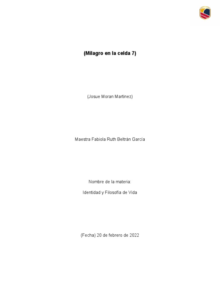 Analisis Milagro en La Celda 7 Josue Moran | PDF | Prisión