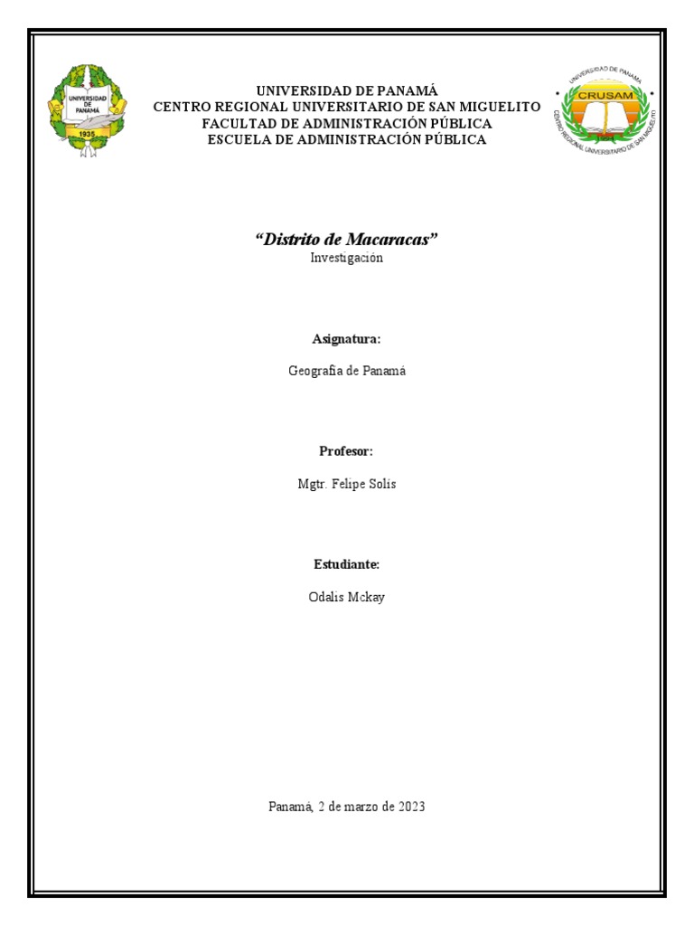 Distrito de Macaracas | PDF | Planificación urbana | Ciencias de la Tierra