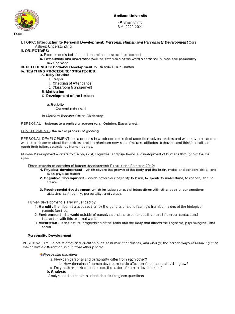 DLP-L01.1 - Introduction To Personal Development | PDF | Developmental Psychology | Attitude ...