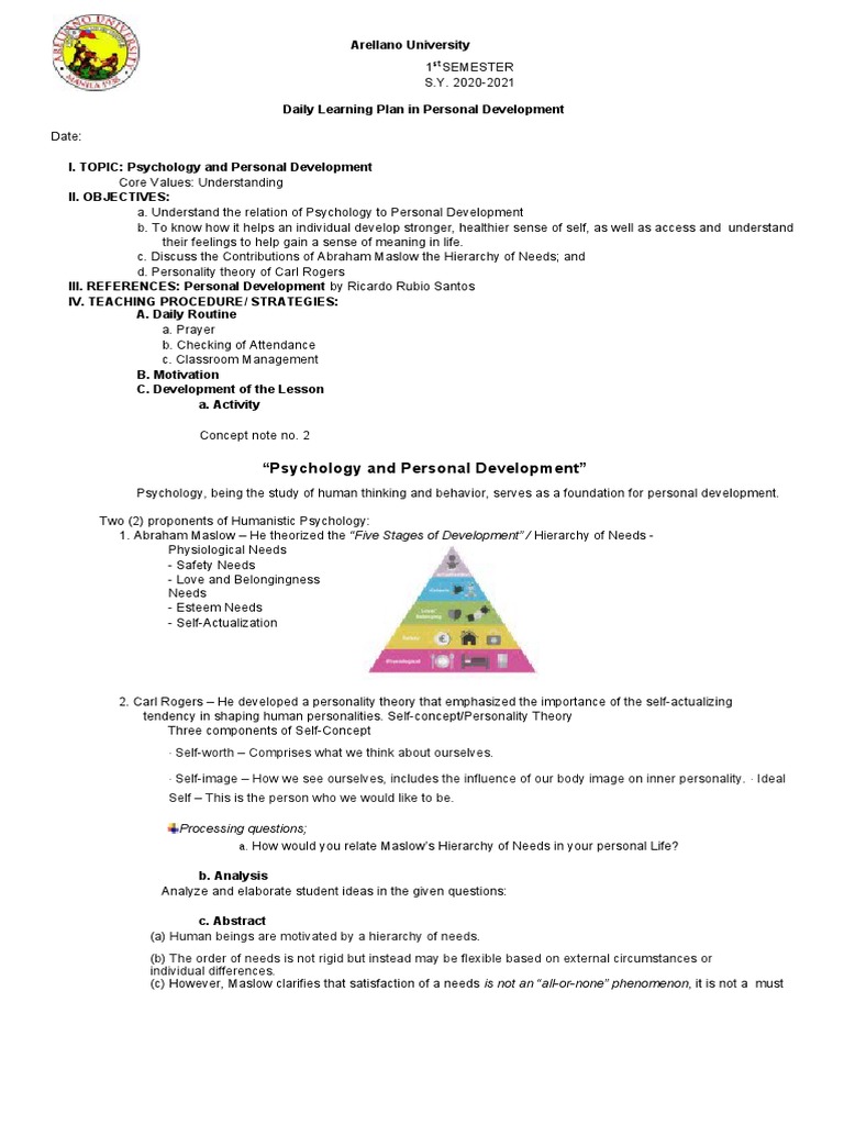 DLP-L01.2 - Introduction To Personal Development | PDF | Self Actualization | Personality Psychology