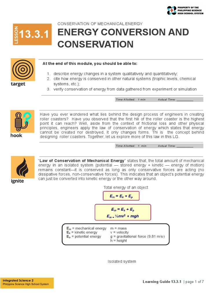 Conservation of Mechanical Energy | PDF | Science & Mathematics ...
