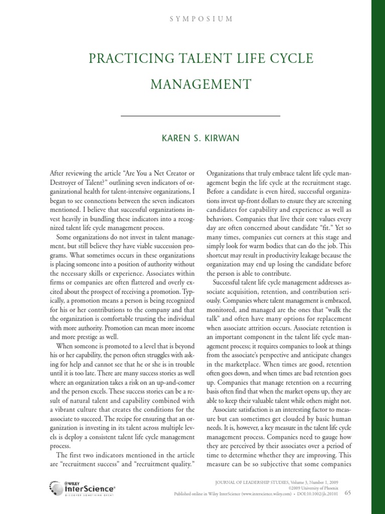 Practicing Talent Life Cycle | PDF | Economies | Business