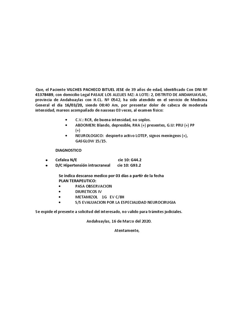 DESH Y GECA FORMATO DE CERTIFICADO MEDICO | PDF