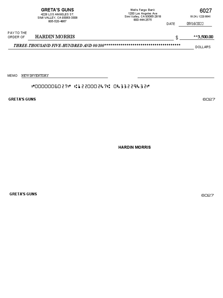 Payment Memo for Inventory Purchase | PDF