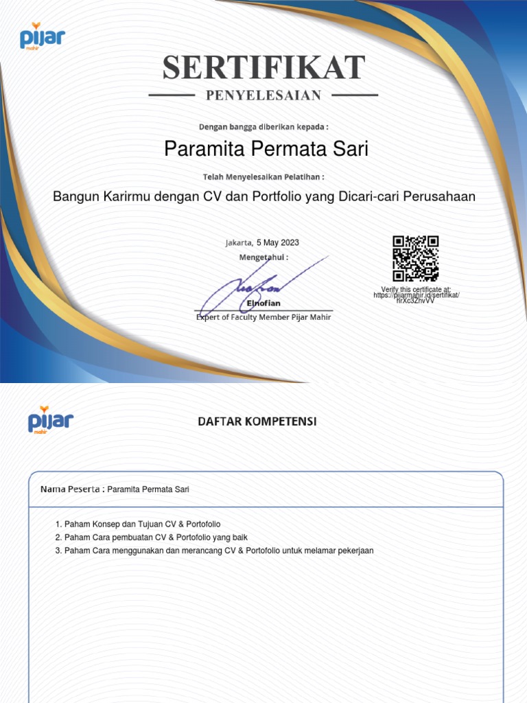 Pijar Mahir-Bangun Karirmu Dengan CV Dan Portfolio Yang Dicari-Cari | PDF
