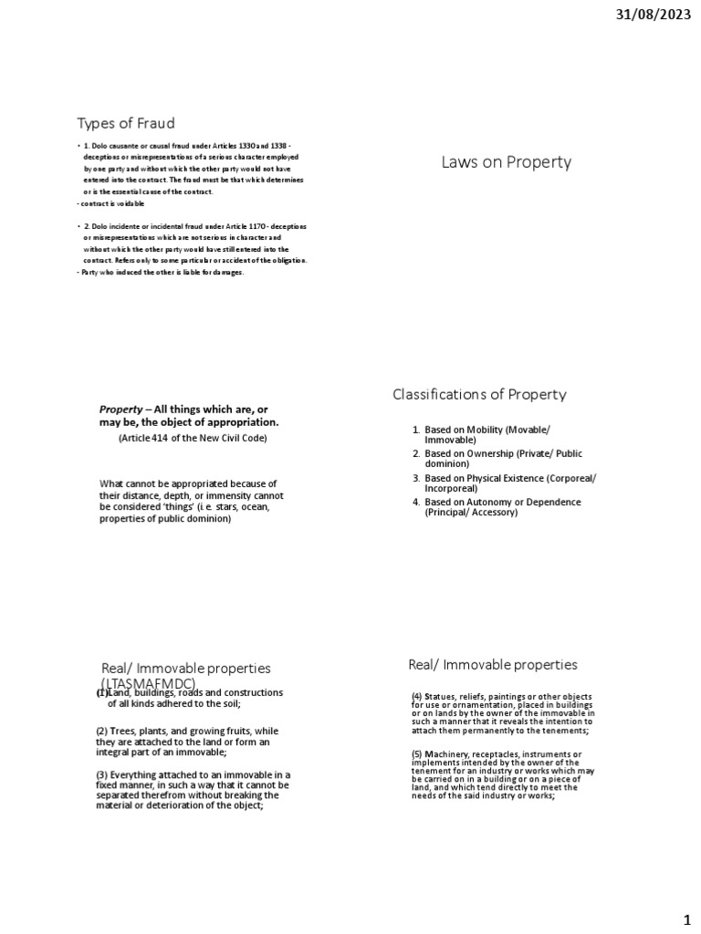 Types and Classifications of Property Law | PDF
