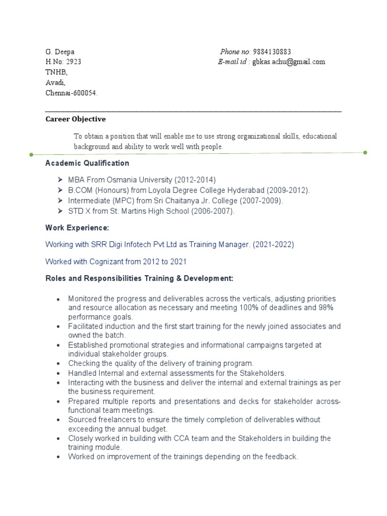 Resume - Training 3 4 | PDF | Computing | Business