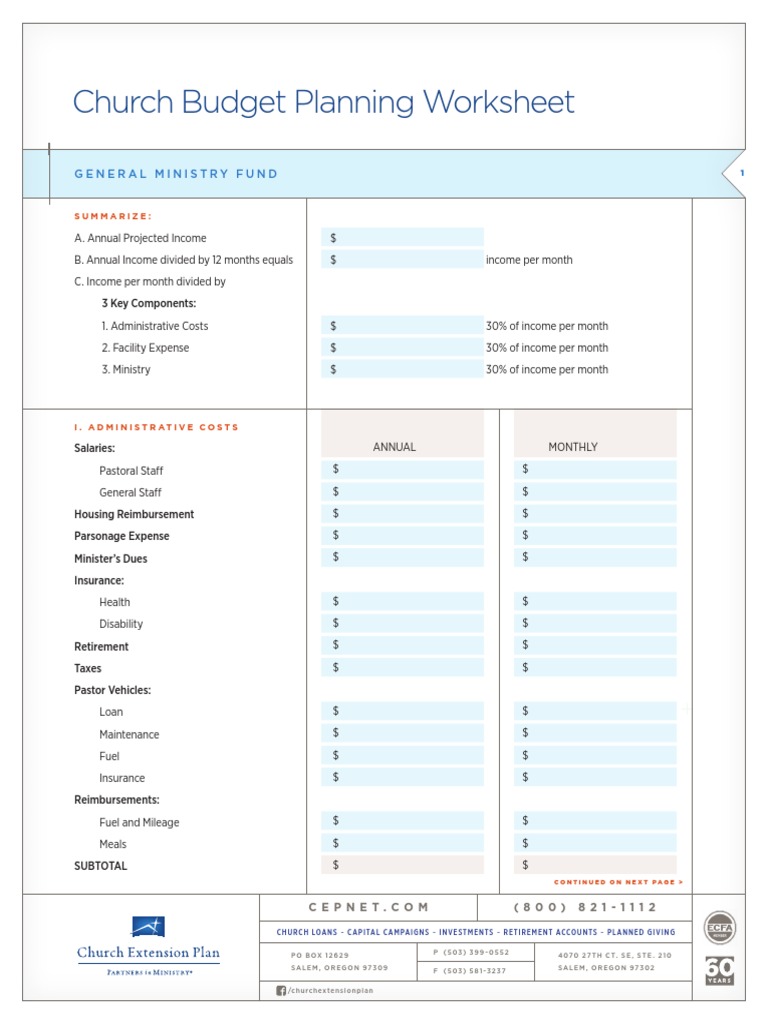 Budget Planning Worksheet - Church | PDF | Government Finances | Economies
