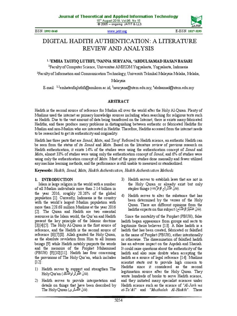 DIGITAL HADITH AUTHENTICATION | PDF | Hadith | International Standard ...