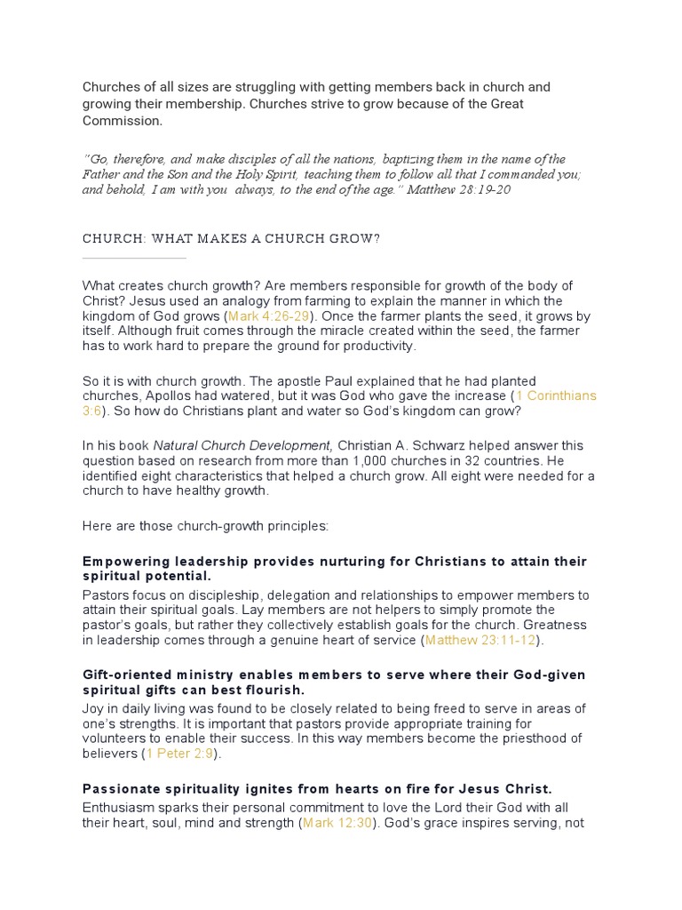 Eight Keys to Church Growth Strategies | PDF | Disciple (Christianity ...