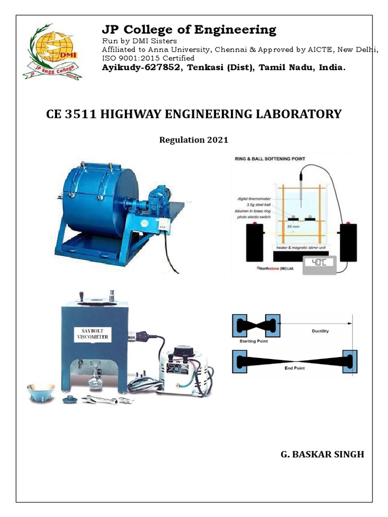 Ce3511 Highway Engineering Lab Manual 2021 | Download Free PDF ...