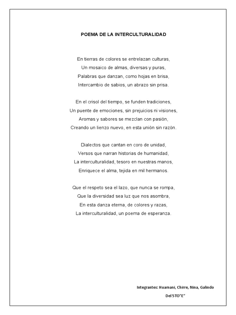 Poema de La Interculturalidad | PDF