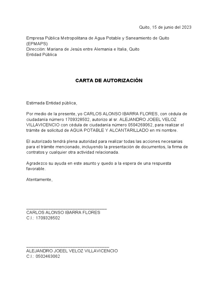 Carta de Autorización | PDF