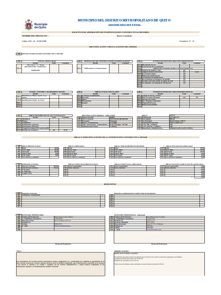 Intervencion Constructiva Menor LMU 20 | PDF