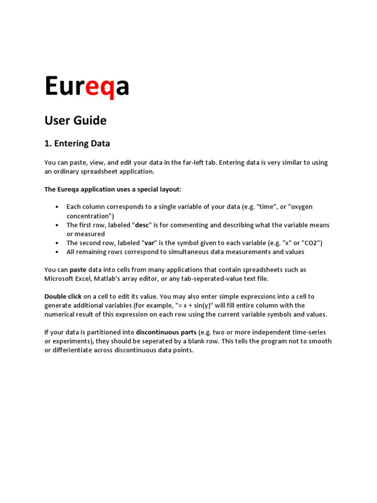 Eureqa User Guide | PDF | Spreadsheet | Areas Of Computer Science