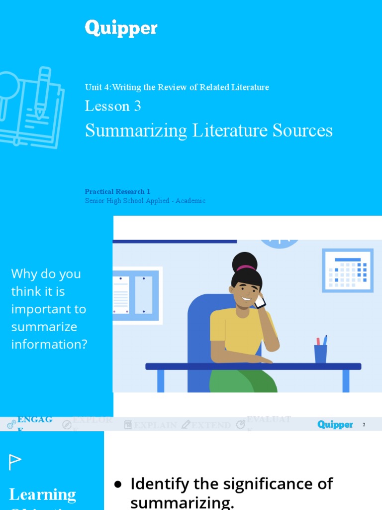 FINAL PS PR1!11!12 UNIT 4 LESSON 3 Summarizing Literature Sources | PDF ...