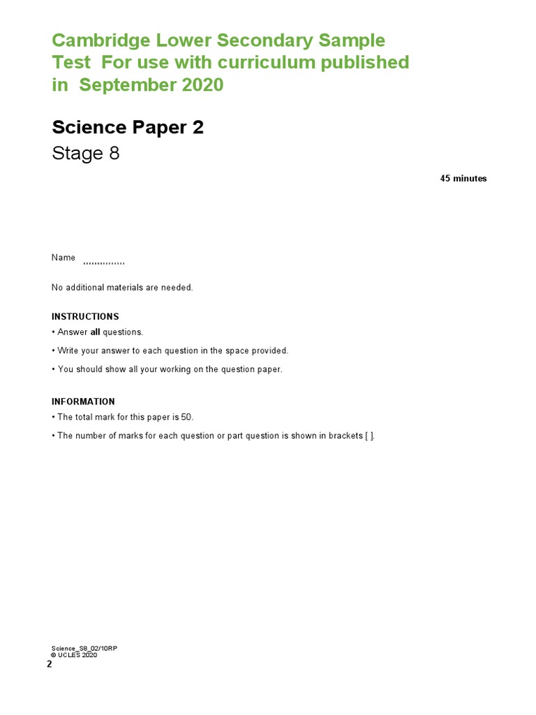Science Stage 8 Sample Paper 2 - tcm143-595705 | PDF | Neutron ...