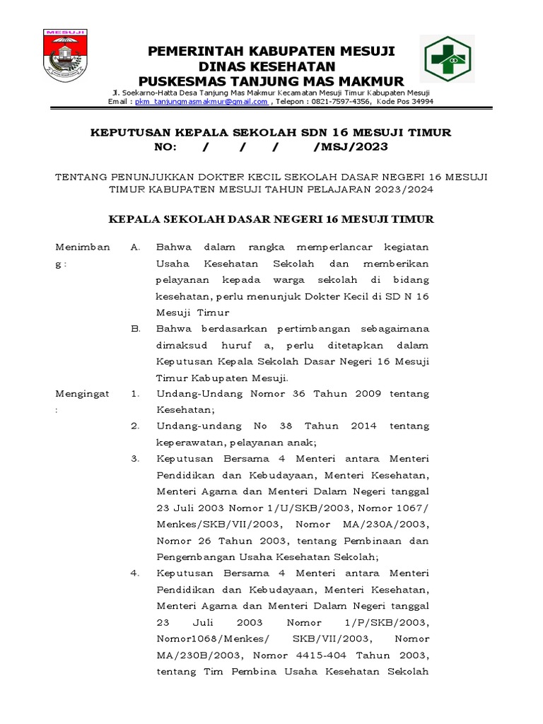 Contoh SK DOKTER KECIL | PDF