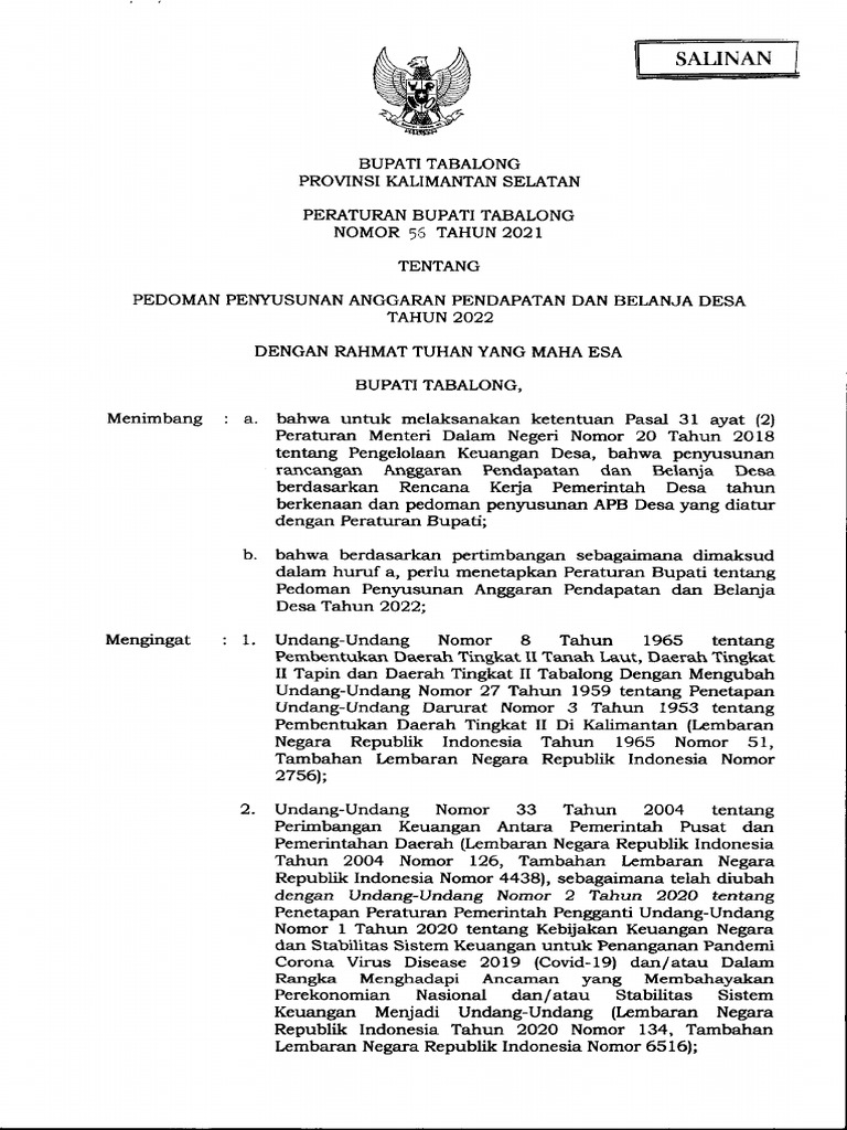 Perbup No. 56 Tahun 2021 | PDF