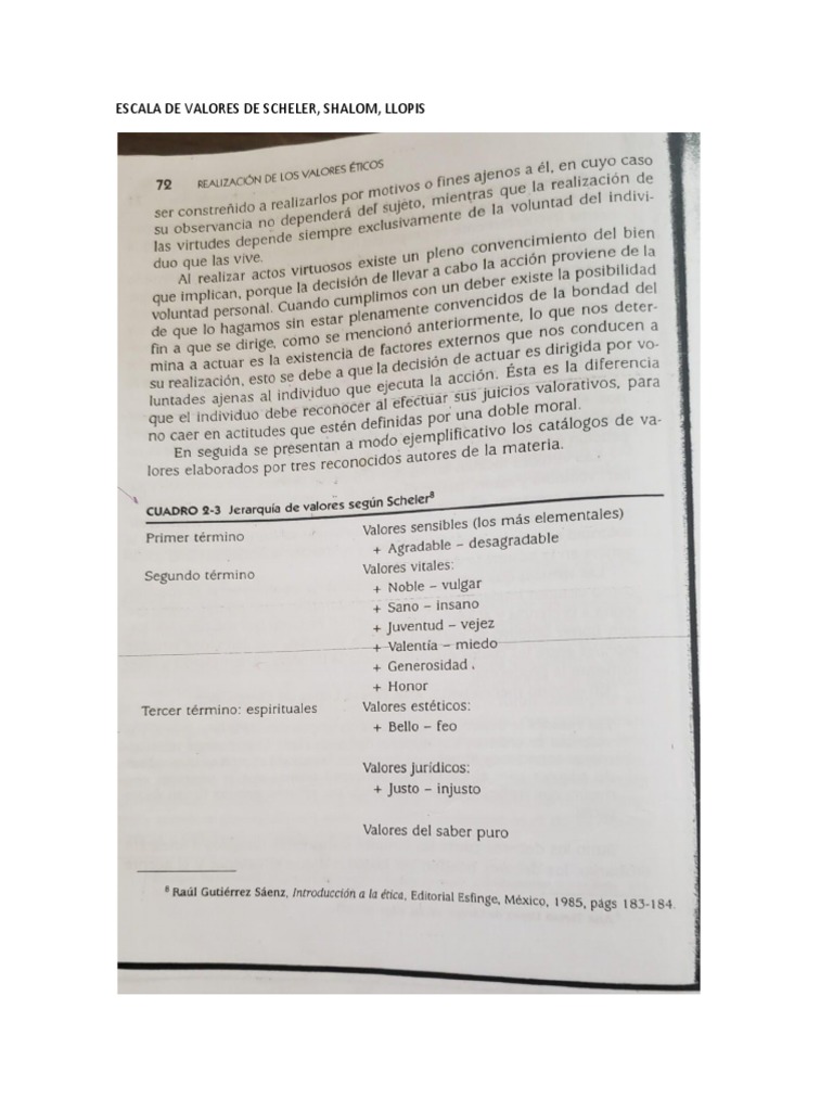 Escala de Valores de Scheler | PDF Escala de Valores de Scheler | PDF