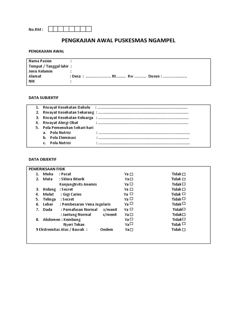 Pengkajian awal pasien umum | PDF