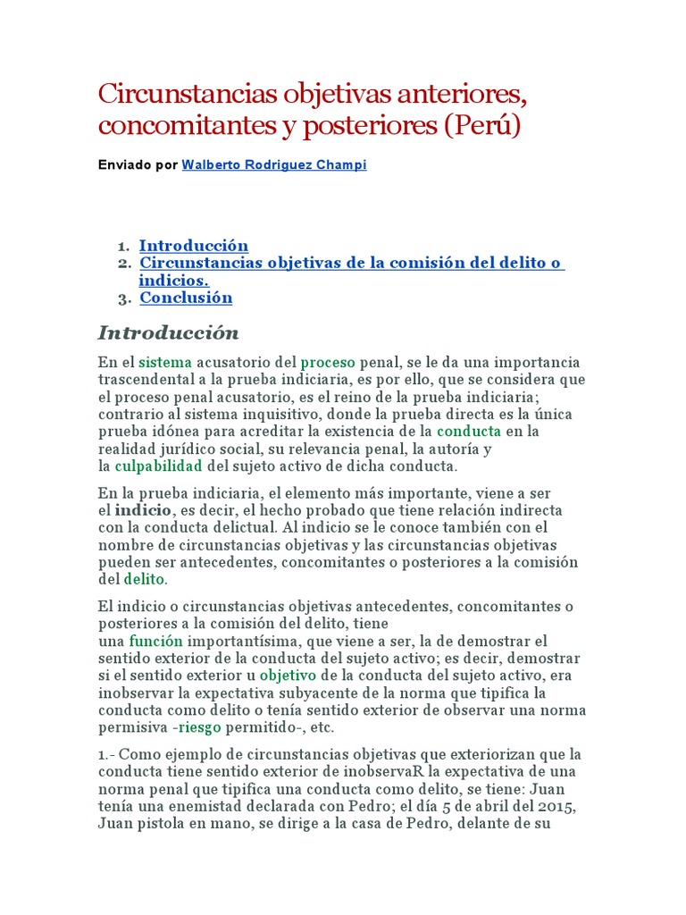 Circunstancias Objetivas Anteriores | PDF | Evidencia (ley) | Derecho penal