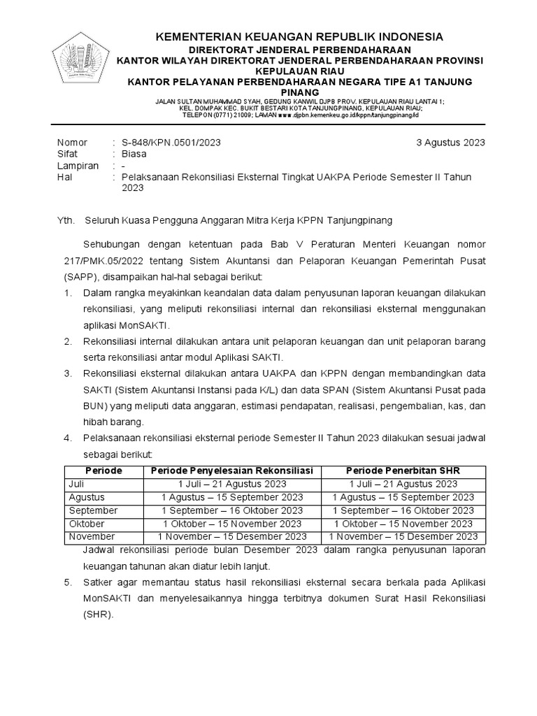 Rekonsiliasi Eksternal UAKPA 2023 | PDF