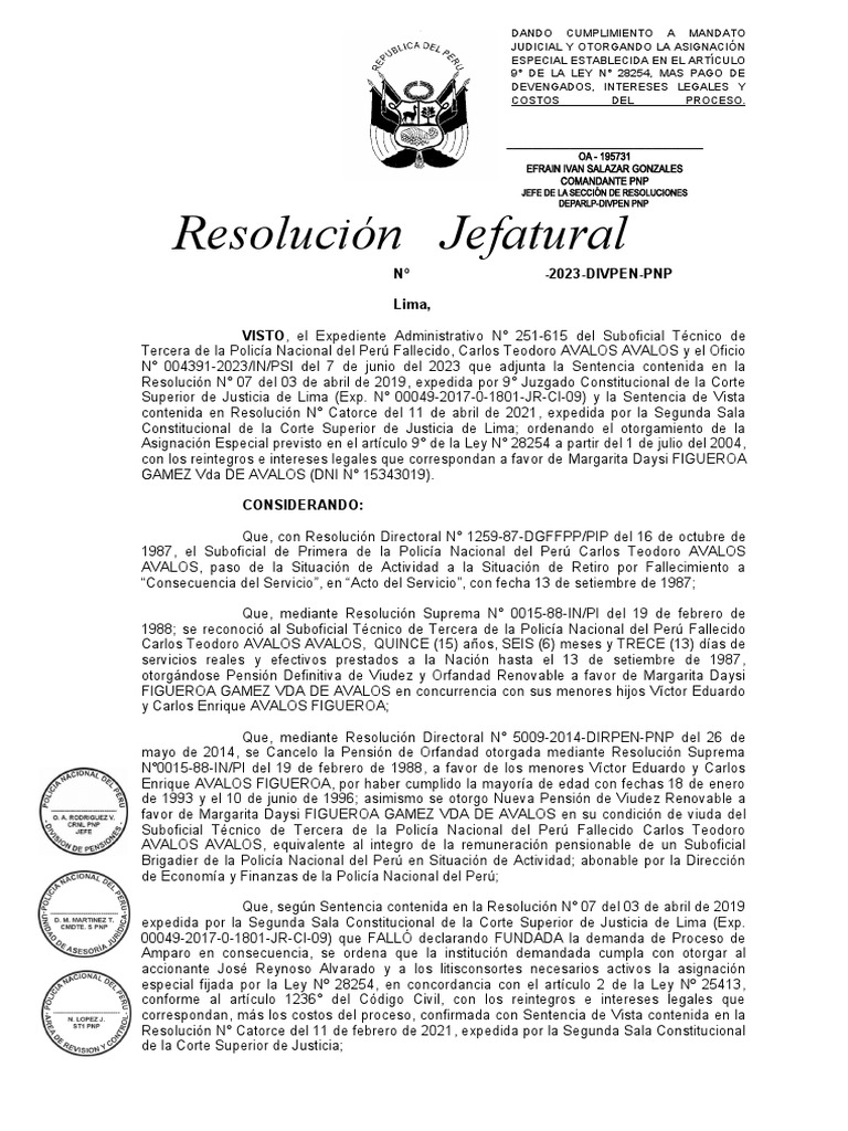 Avalos Avalos - Asig. VDZ | PDF | Judicaturas | Perú