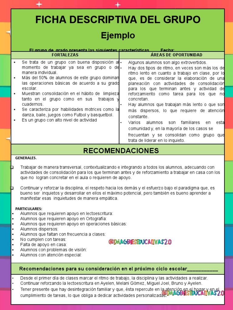 Ficha Descriptiva Del Grupo 2020 2021 Editable | PDF | Bailes | Cognición