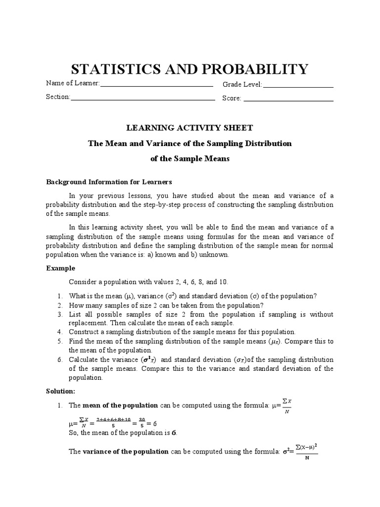 Las Statistics and Probability | PDF