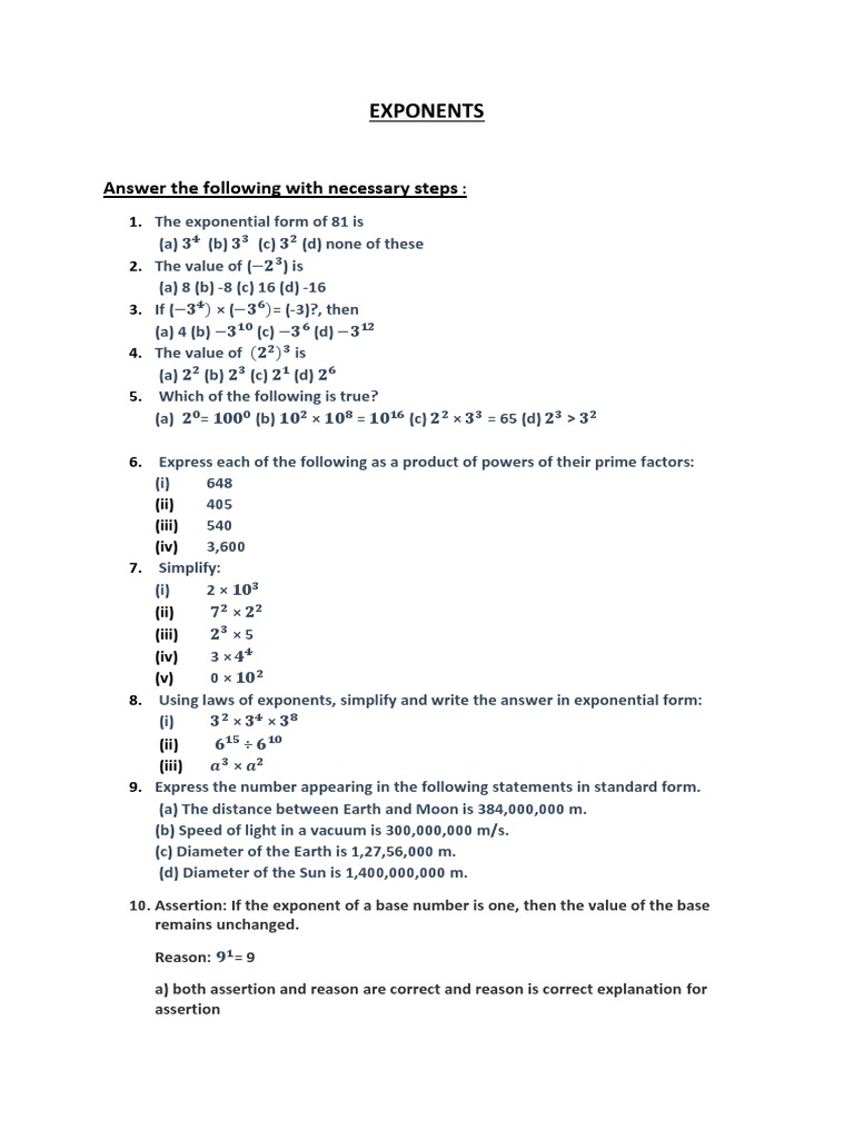 Exponents | PDF | Computers