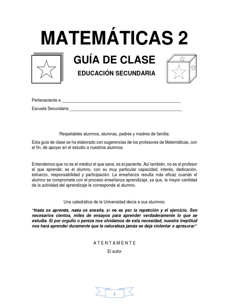 2° Secundaria Matematicas-Guia Sin Resolver | PDF | Sistema de ecuaciones lineales | Multiplicación