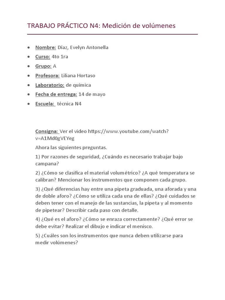 Guía de Medición de Volúmenes Químicos | PDF | Volumen | Concentración