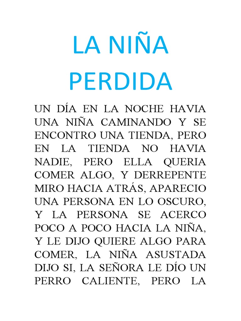 La Niña Perdida Historia Para Salome | PDF
