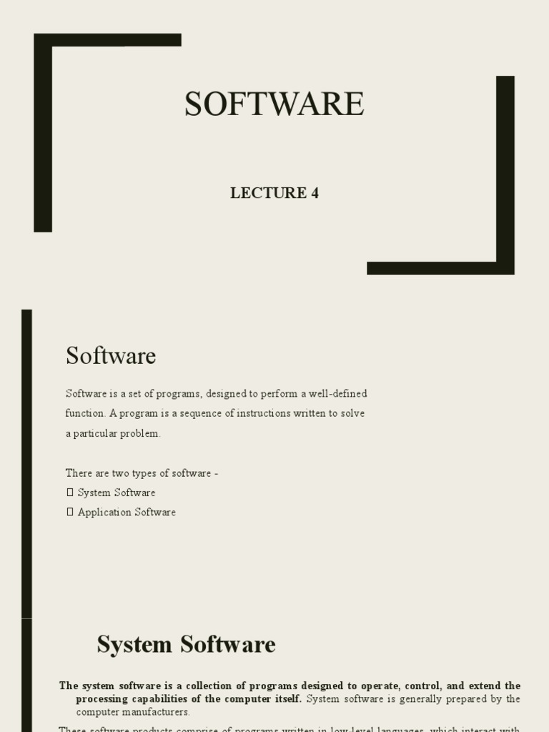 Lec 4 Software | PDF | Installation (Computer Programs) | Software