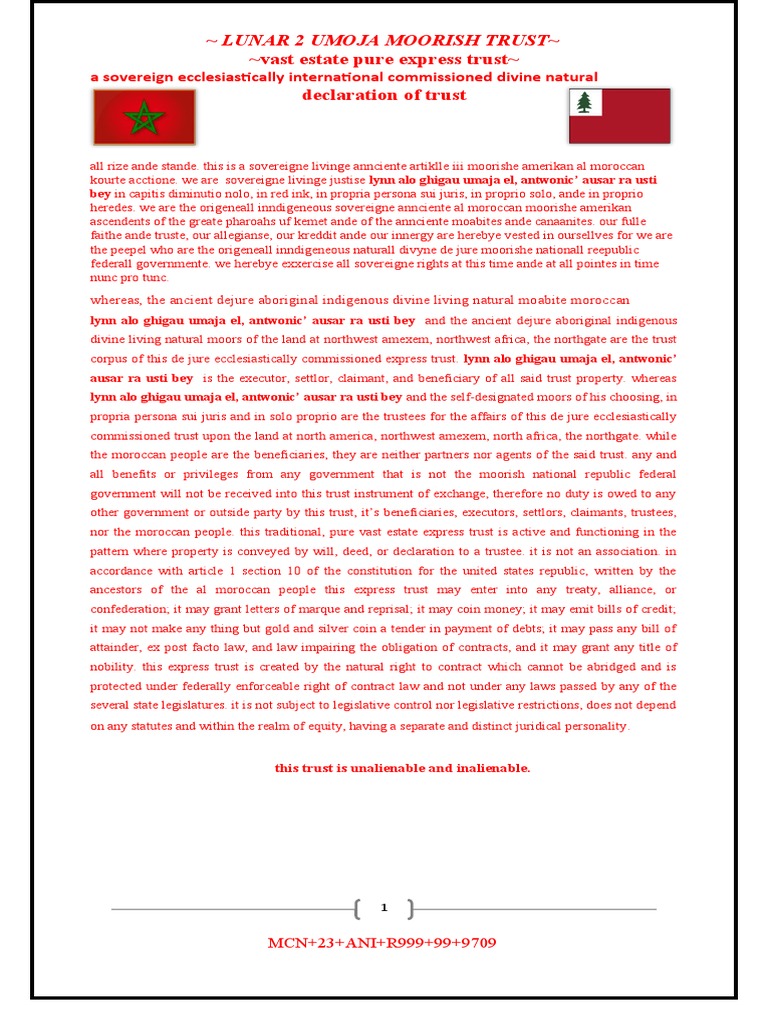 Lunar 2 Umoja Moorish Trust Overview | PDF | Trust Law | Justice