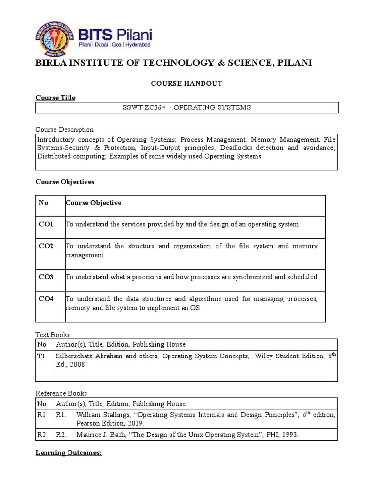 OS CourseHandout | PDF | Thread (Computing) | Process (Computing)