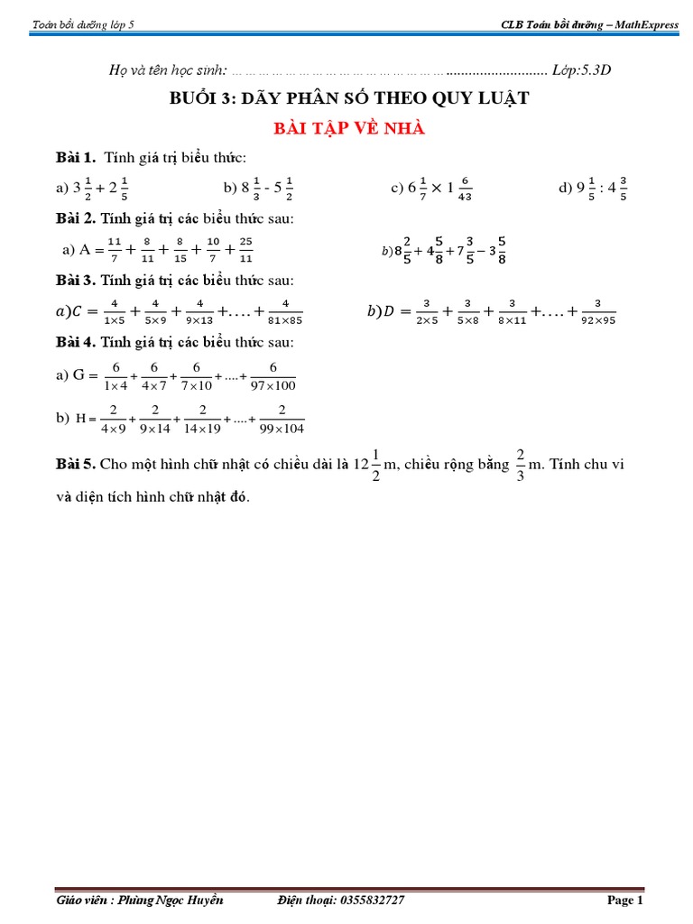 5.3D - Láng Hạ - BTVN - Ngày 21.08.2023 | PDF