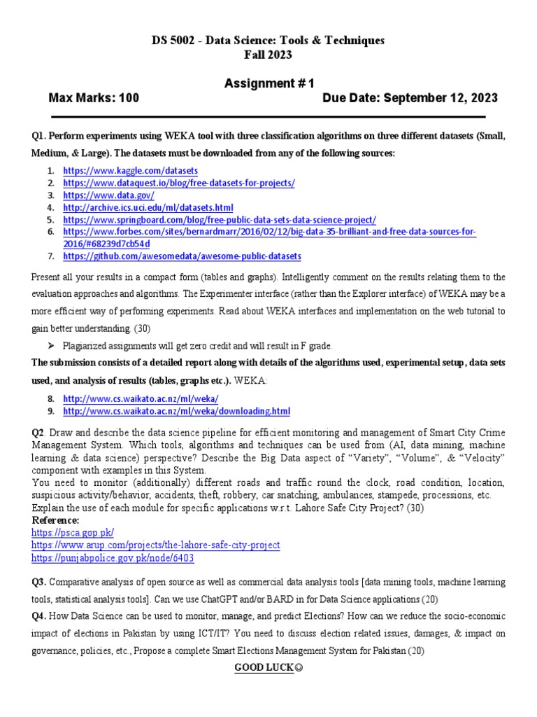 Assignment #1-Fall 2023 | PDF | Data Science | Data