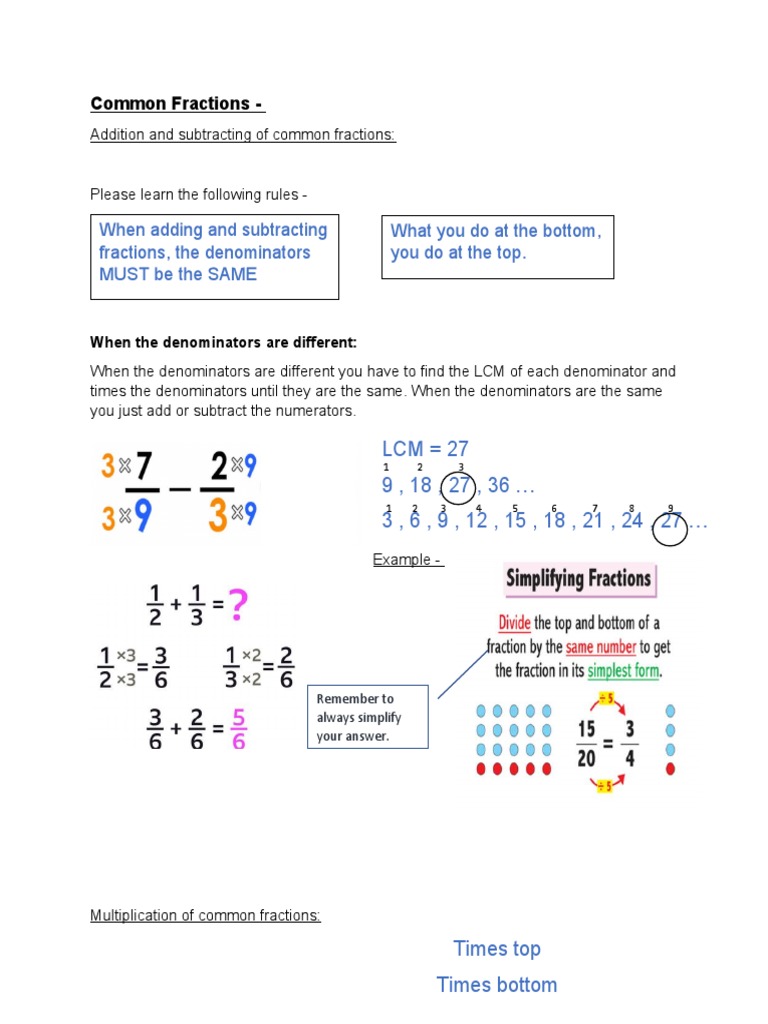 Intervention 4 - Common Fractions | PDF | Elementary Mathematics ...