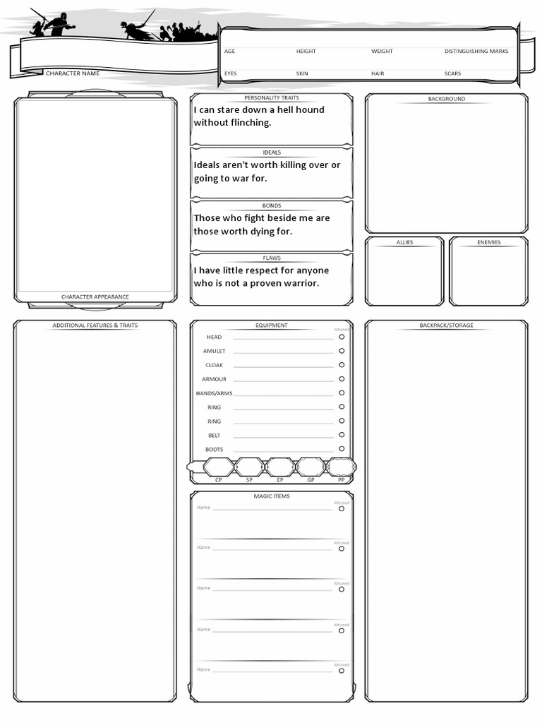Character Sheet BACK FILLABLE | PDF