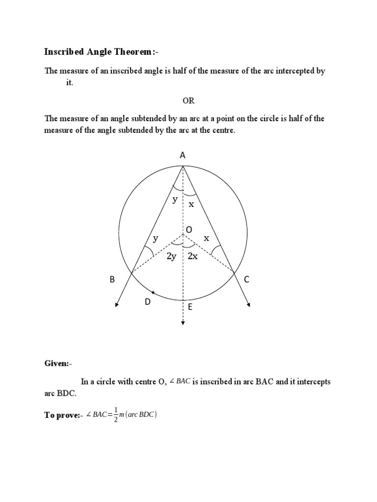 Inscribed Angle Theorem | PDF