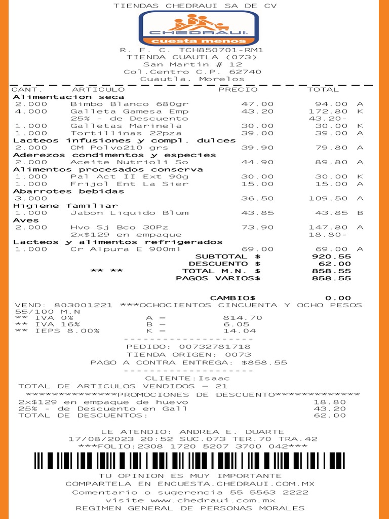 Ticket | Descargar gratis PDF | Alimentos